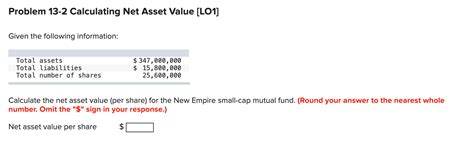 Solved Problem 13 2 Calculating Net Asset Value LO1 Given Chegg Com