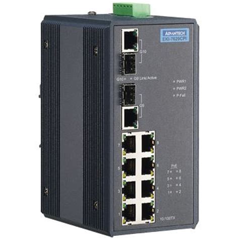 EKI 7629CPI Advantech 8 2G Combo Port Gigabit Unmanaged Industrial Ethernet PoE Switch BellEquip