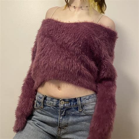 Insane Vintage Fluffy Cropped Sweater Super Soft And Depop