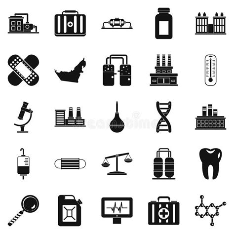 Chemical Industry Icons Set Simple Style Stock Vector Illustration