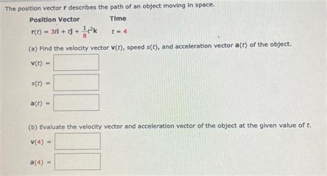 solved the position vector r describes the path of an object