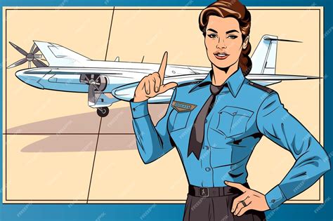 Premium Vector Airplane Female Flight Instructor Pointing