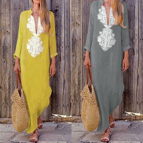 Zanzea Women Long Maxi Floral Kaftan Caftan Club Beach Cocktail Party