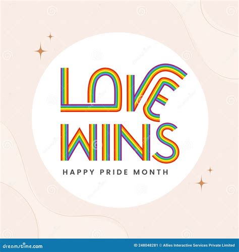 Rainbow Color Love Wins Lettering On White And Light Pink Background