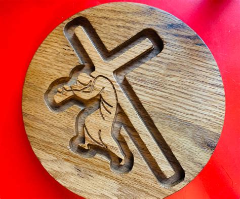 Vintage Easter Jesus Circular Hand Etched Carving Of Hardwood Etsy