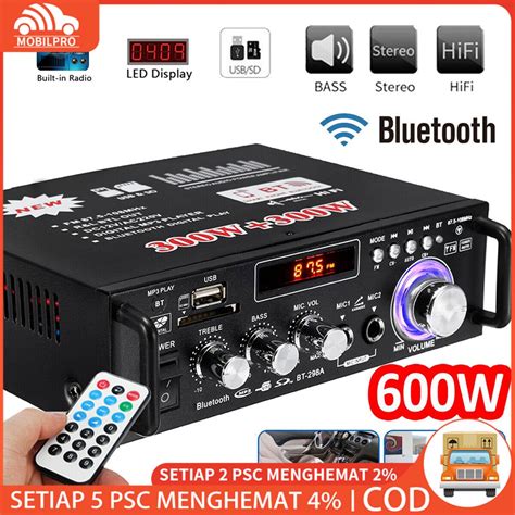 Jual BAYAR DI TEMPAT POWER AMPLIFIER BLUETOOTH SUBWOOFER 600WATT LED