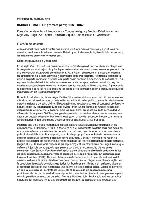 Final Principios De Derecho Civil Principios De Derecho Civil Unidad