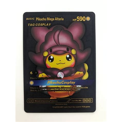 Limited Edition Pokemon Pikachu Mega Altaria Tag Cosplay B 590hp Black Foil