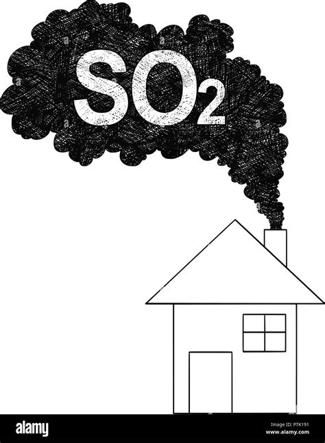 Vector Artistic Drawing Illustration Of Smoke Coming From House Chimney