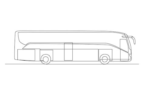 연속 한 선 그리기 현대 버스 육상 운송 개념 낙서 벡터 그림 프리미엄 벡터