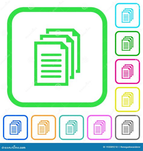 Multiple Documents Vivid Colored Flat Icons Icons Stock Vector
