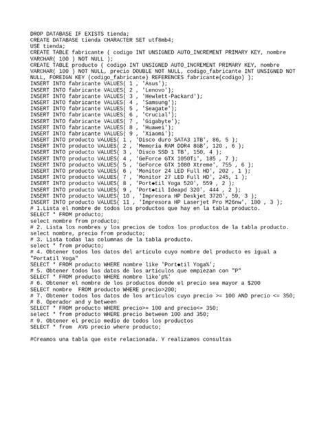 Base De Datos 1 Tienda Informatica Pdf Datos De Computadora