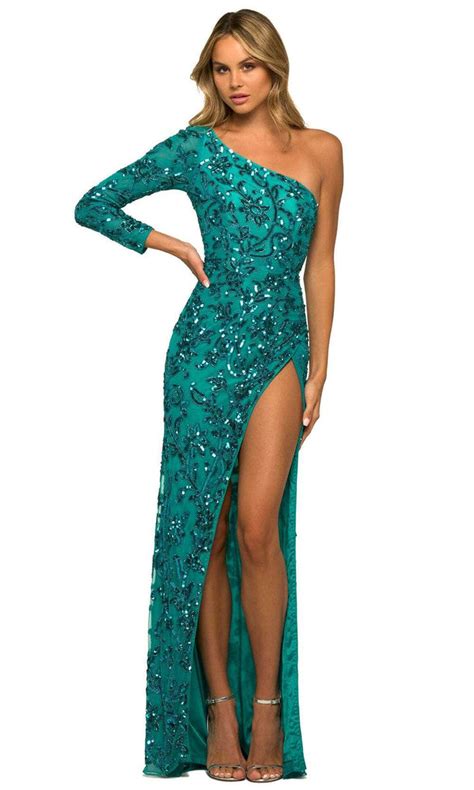 Sherri Hill 55430 Asymmetric Sequin Embellished Evening Gown