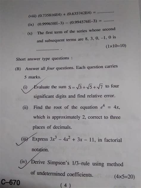 BCA Numerical Methods Question Paper HPU