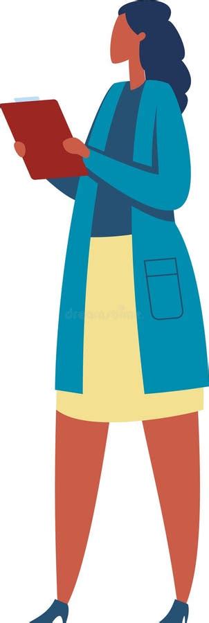 Confident Female Doctor Reviewing Patient Information In Healthcare Setting Wearing Lab Coat