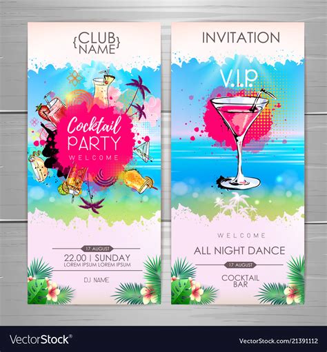 Summer Cocktail Party Poster Design Menu Vector Image