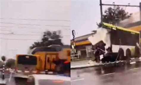 Ônibus é atropelado por trem em cruzamento na Holanda veja vídeo