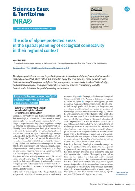 Pdf The Role Of Alpine Protected Areas In The Spatial Planning Of Ecological Connectivity In