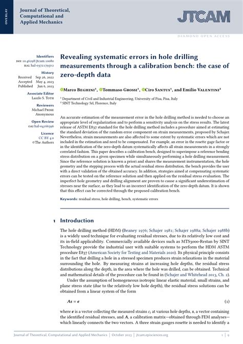 PDF Revealing Systematic Errors In Hole Drilling Measurements Through