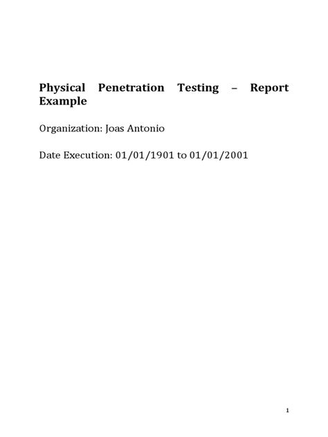 Physical Pentest Report Template Download Free Pdf Penetration Test