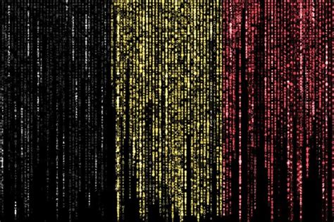 Premium Photo Flag Of Belgium On A Computer Binary Codes Falling From
