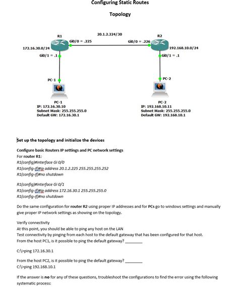 Solved Configuring Static Routes Topology 201222430 R2