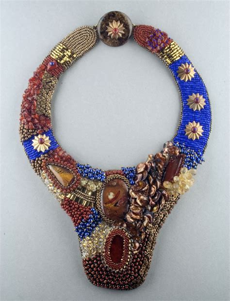 Bead Embroidered Collar Pemaquid Sunset By Linda K Landy