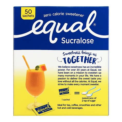Buy Equal Sucralose Zero Calories Sweetener Sachets 50 Pack Online At