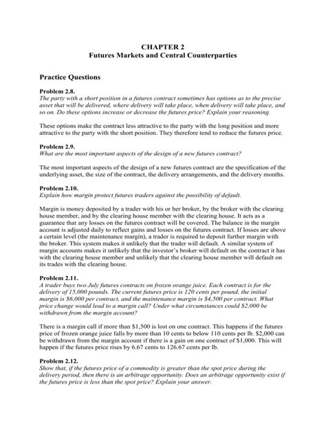 Futures Markets And Ccps Practice Questions