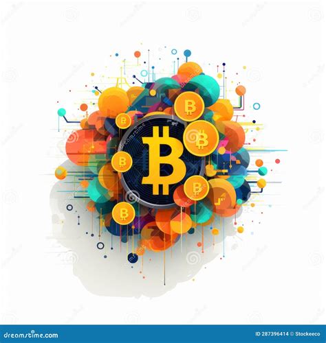 Colorful Bitcoin Art Abstract Flat Design On White Background Stock Illustration Illustration