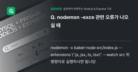 nodemon exce 관련 오류가 나오실 때 인프런 커뮤니티 질문and답변