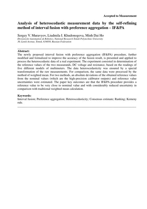 Pdf Analysis Of Heteroscedastic Measurement Data By The Self Refining