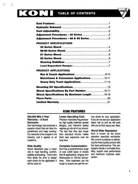 Koni Shock Cross Reference And Data Parts Sheets Pdf