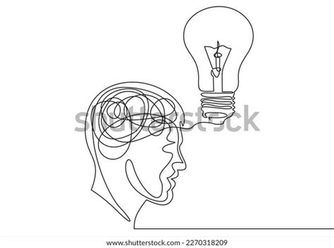 Continuous One Drawn Line Man Thinking Stock Vector Royalty Free
