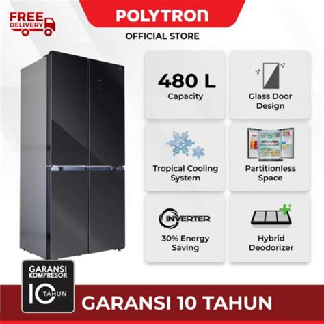 Jual Kulkas 4 Pintu Polytron Prs 510 X Side By Side 480 Liter Prs510x Shopee Indonesia