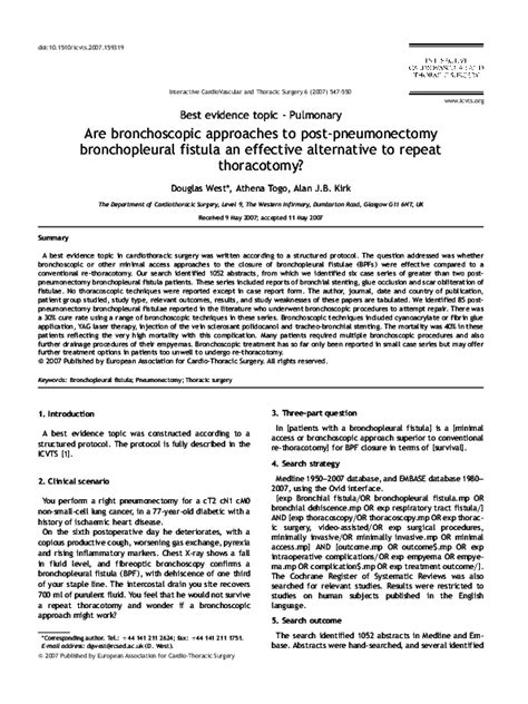 Pdf Are Bronchoscopic Approaches To Post Pneumonectomy Bronchopleural