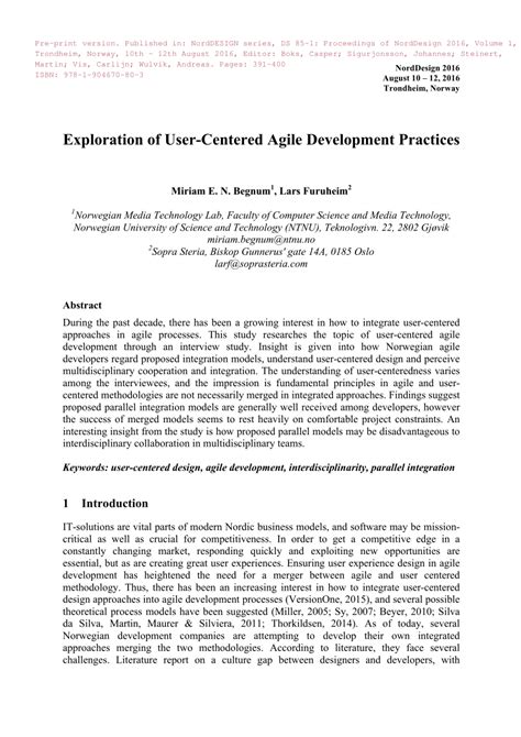 Pdf Exploration Of User Centered Agile Development Practices