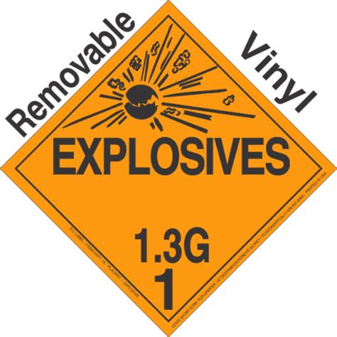 Explosive Class 13g Removable Vinyl Dot Placard