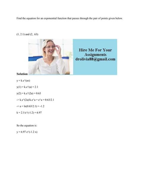 Find The Equation For An Exponential Function That Passes Through The Docx