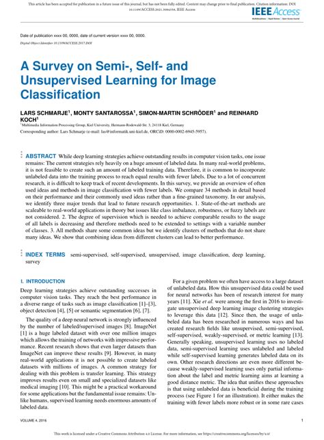 PDF A Survey On Semi Self And Unsupervised Learning For Image Classification