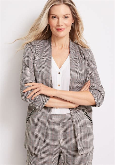 Ever Go Plaid Blazer Maurices