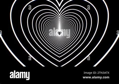Inside Black And White Heart Endless Tunnel Moving Expanding Shapes