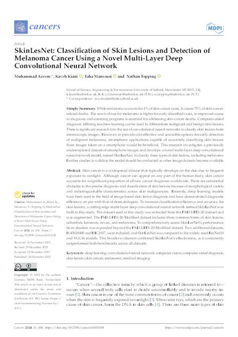 SkinLesNet Classification Of Skin Lesions Using A Multi Layer Deep