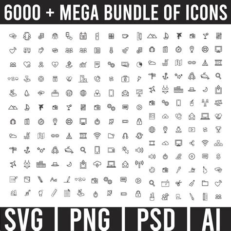 Mega Bundle Of Icons Svg Png Psd Icon Svg Png Psd All Types Of Icons