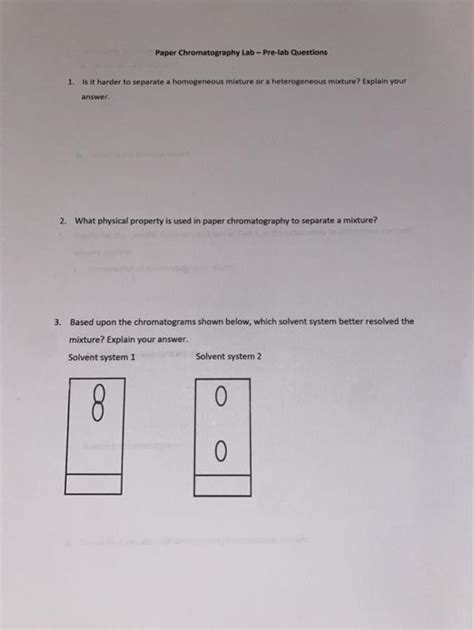 Solved Paper Chromatography Lab Pre Lab Questions 1 Is It