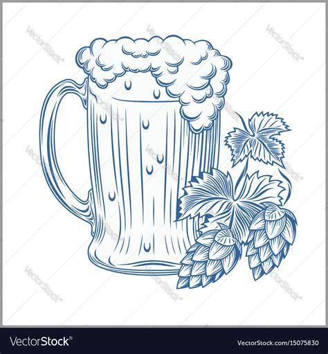 Stylized Beer Mug Isolated On A White Digital Vector Image