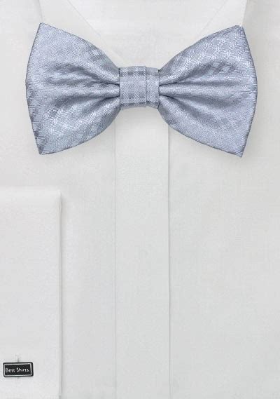 Formal Gingham Check Bow Tie In Solid Silver Bows N