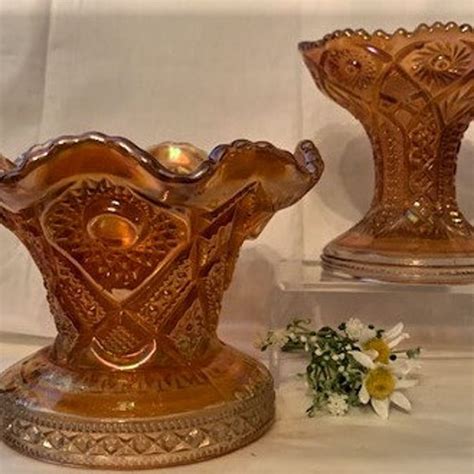 Amber Carnival Glass Etsy