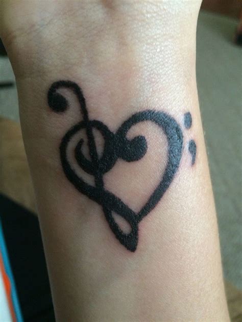 Heart Bass Clef Tattoos
