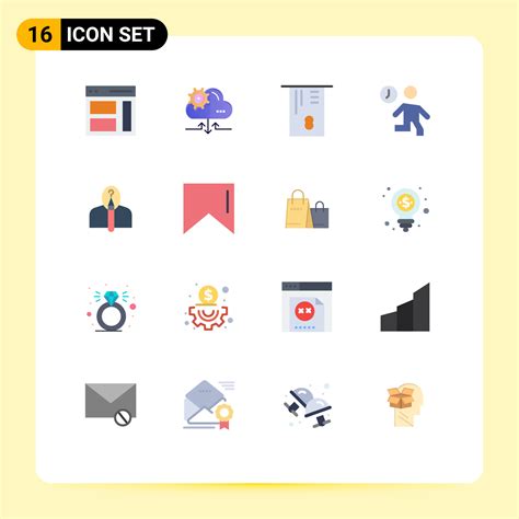 Set Of 16 Modern Ui Icons Symbols Signs For Anonymous People Arrow Office Clock Editable Pack Of